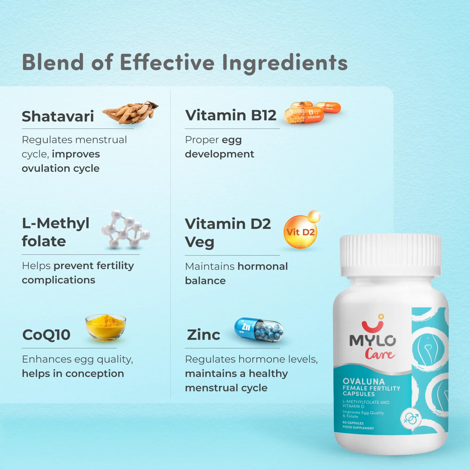 Ovaluna Female Fertility Capsules for Improved Egg Health & Folate ...